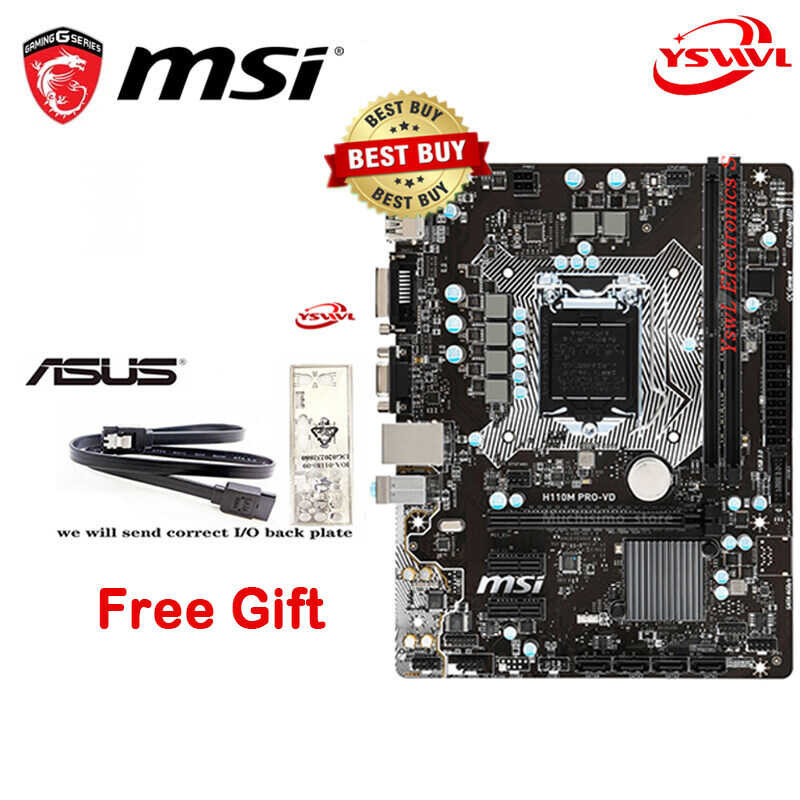 MSI LGA 1151 H110M PRO-VD Motherboard DDR4 Support Intel 6th-Gen i7 i5 i3 CPU 32GB PCI-E 3.0 ...