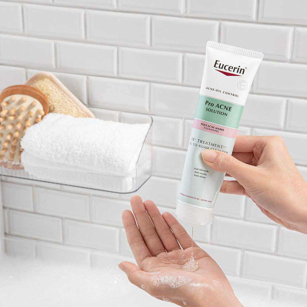 Eucerin Pro Acne Solution 3x Treatment Gel To Foam Cleanser 150ml ยูเซอริน โปร แอคเน่ โฟม คลีน