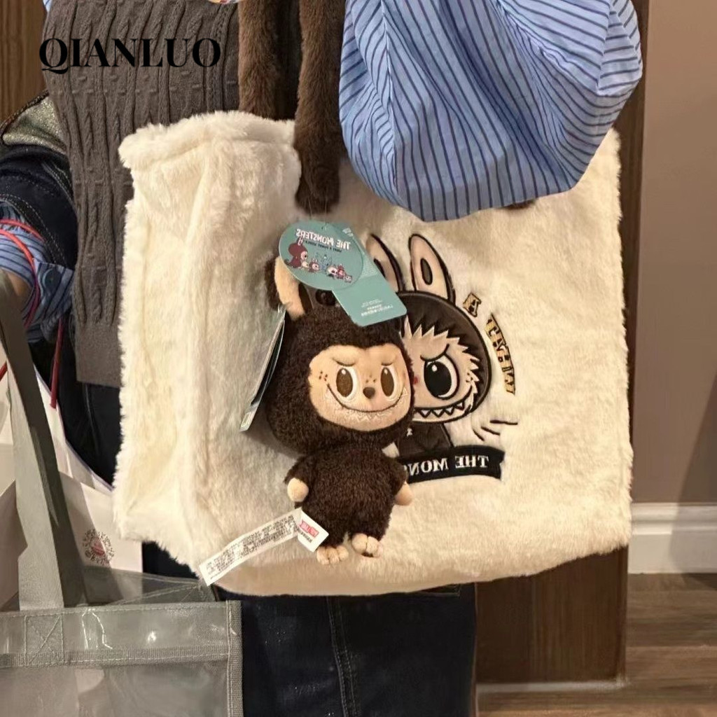 QIANLUO [สินค้าใหม่] Pop Mart Labubu tote bag 2024 NEW เย็บปักถักร้อย ...