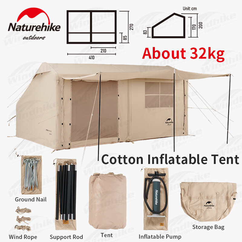 Naturehike AIR12Y Air Tent Luxury Inflatable Camping Tent Portable 2-3 ...