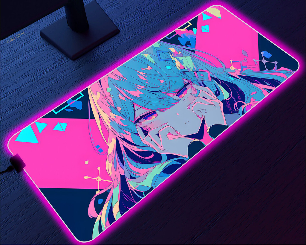 Anime Girl LED mousepad แผ่นรองโต๊ะ RGB ขนาดใหญ่ สําหรับทํางานและเล่น ...