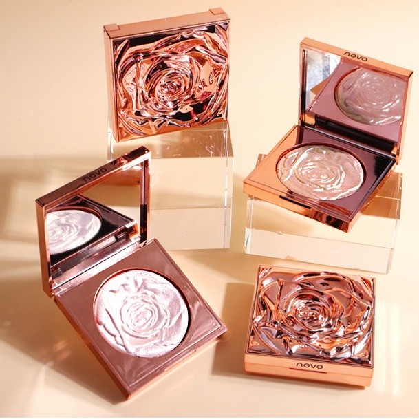 Novo Rose Flower Highlight Glitter Blush All in One Face Nose Shadow ...