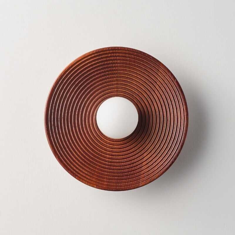 Wood Japanese Retro Creativity Round Lamp Indoor Lighting Decor For ...