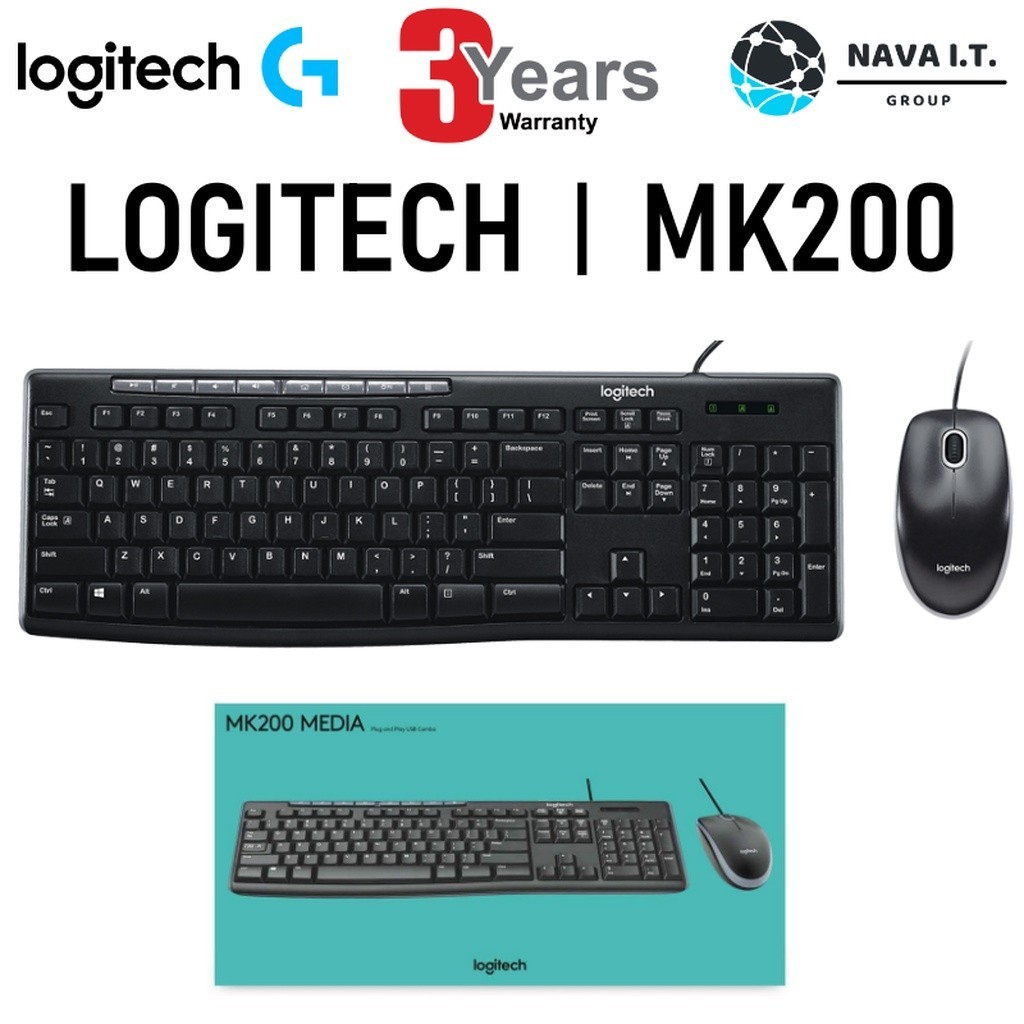 ♞️กรุงเทพฯด่วน1ชั่วโมง️ LOGITECH MK200 KEYBOARD MOUSE MEDIA DESKTOP ...