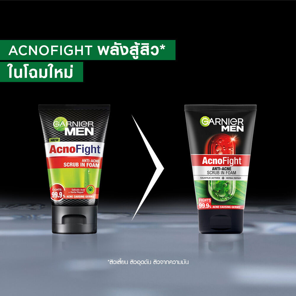 Garnier Men Acnofight Anti-Acne Scrub In Foam 100ml โฟมล้างหน้าสำหรับ ...