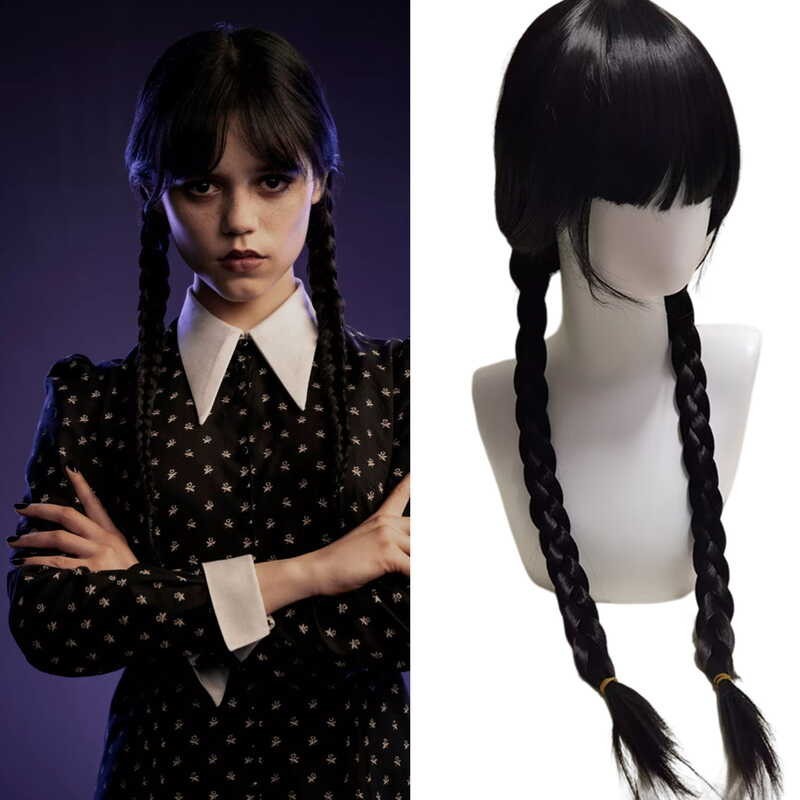 High Temperature Fiber Smooth Braided With Bangs Movie Wednesday Addams ...