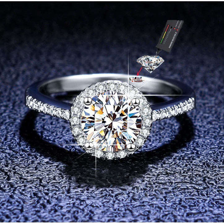 [พร้อมใบรับรอง Gra] แหวนเงินแท้ 100% ประดับเพชรโมอิส S925 สําหรับผู้หญิง | Shopee Thailand