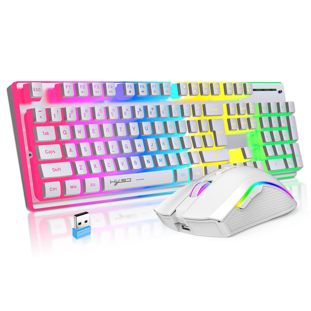 Rechargeable Wireless Pudding Keyboard Mouse Combos Kit 2.4G USB RGB ...