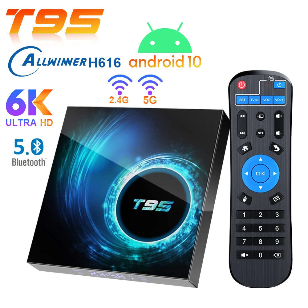 กล่องสมาร์ททีวี T95 Android 10 ระบบ HD 6K Bluetooth5.0 4GB+64GB Android ...