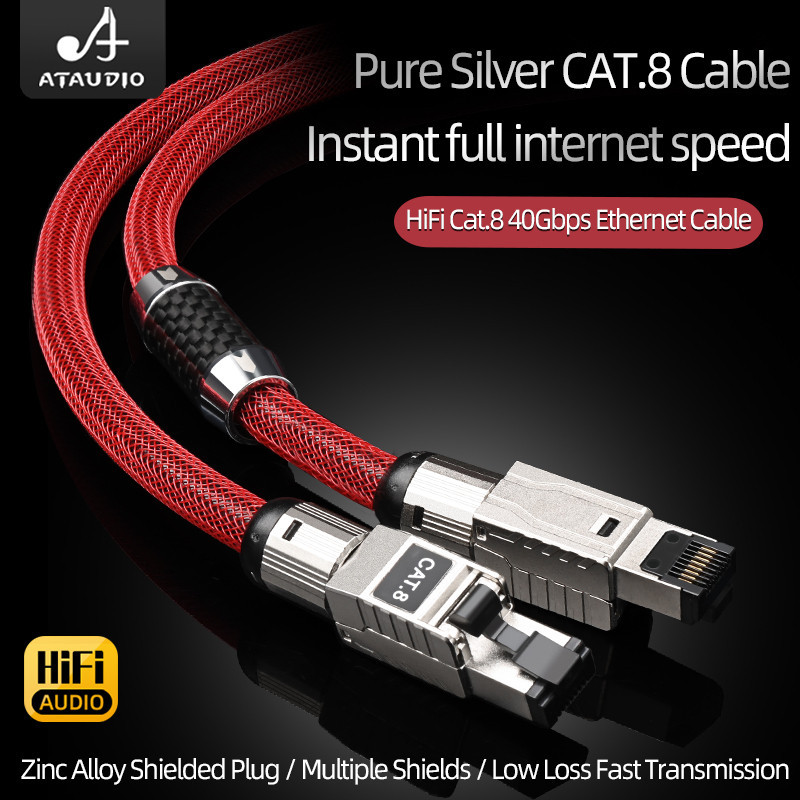 Hifi Cat8 Ethernet Cable 6N เงินบริสุทธิ ์ 40Gbps ความเร ็ วสายเคเบิล ...