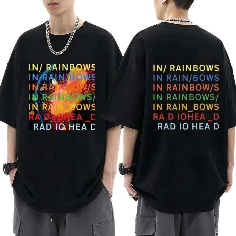 Rock Band Radiohead Graphic T เสื้อเพลงอัลบั้มใน Rainbows ผู้ชายแขนสั้น ...