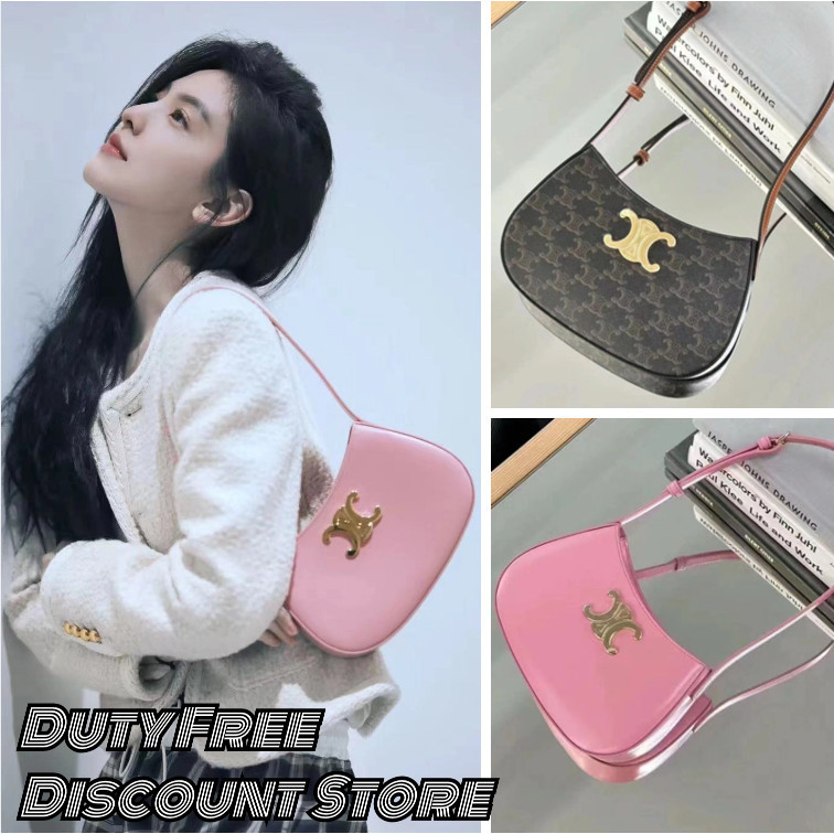 Celine/TILLY series/ขนาดกลาง/พิมพ์โลโก้/หนังวัว/สายสะพายปรับได้/กระเป๋า ...