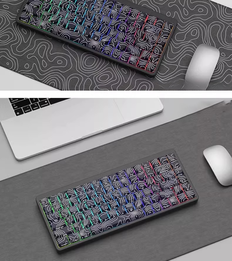 Topographic Low Profile Keycaps 130 คีย์ JWA Profile Simple สีดําและสี ...