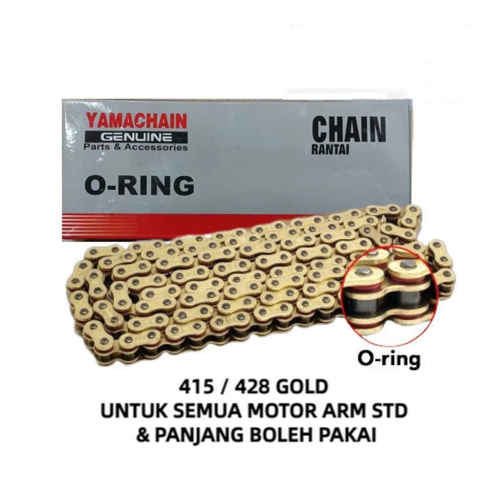 [415 / 428x132l] YAMAHA CHAIN O RING GOLD RANTAI HARDEN STEEL O-RING EMAS 415 428 132L ORNING ...