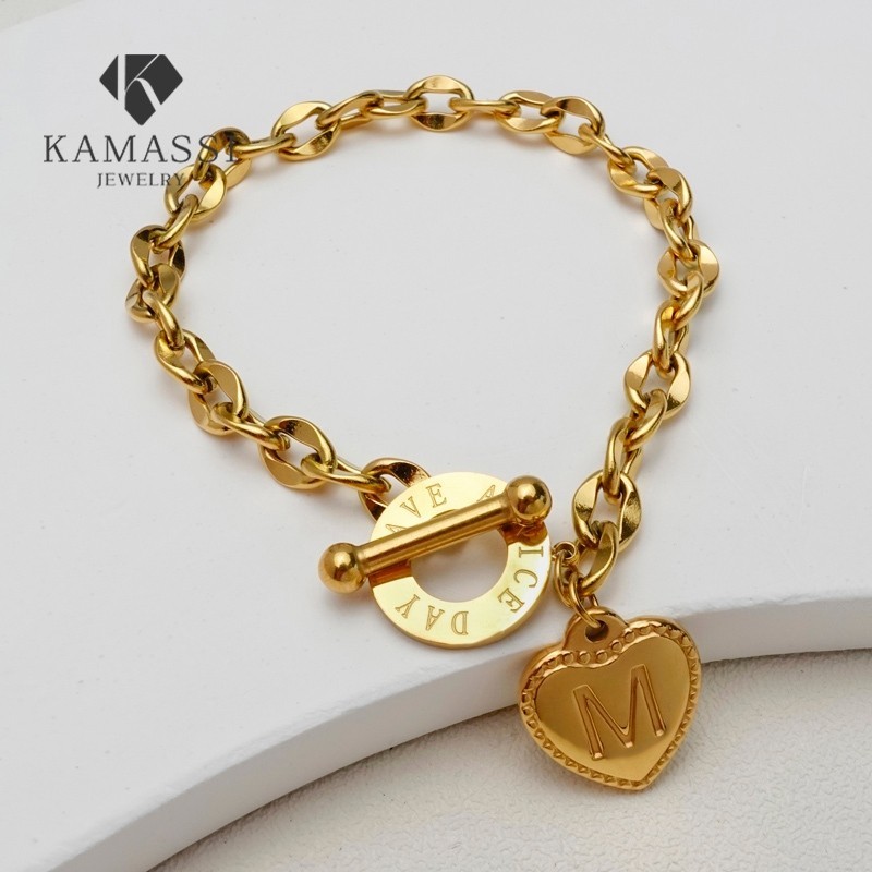 Kamassi A-Z สร้อยข้อมือสเตนเลส พิมพ์ลายตัวอักษร ไม่จางหาย สําหรับ ...