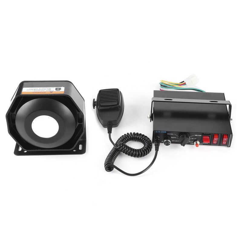 12V 200W Car 8 Sound Alarm Box Warning Horn Police Speaker Siren Mic ...