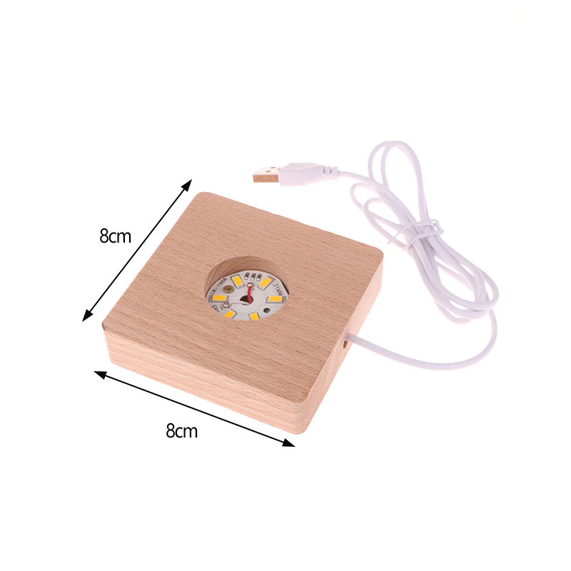 Yonii 6/8/10 ซม.Led โคมไฟไม้เนื้อแข็งสแควร์ไฟกลางคืนโคมไฟ Usb ผู้ถือไฟ ...