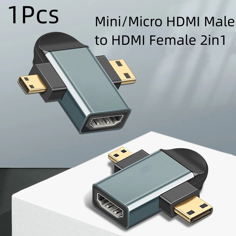 4k HD 2in1 Mini/Micro HDMI Male to HDMI Female อะแดปเตอร์ สําหรับแล็ปท็ ...