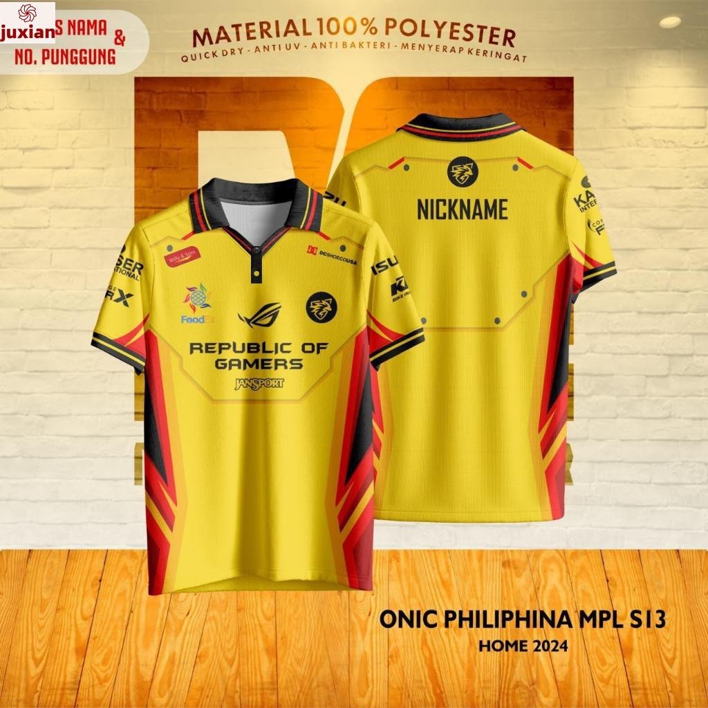 Jersey T-Shirt Tops Supporters ONIC PHILIPINA HOME ESPORTS MPL S13 ฟรี ...