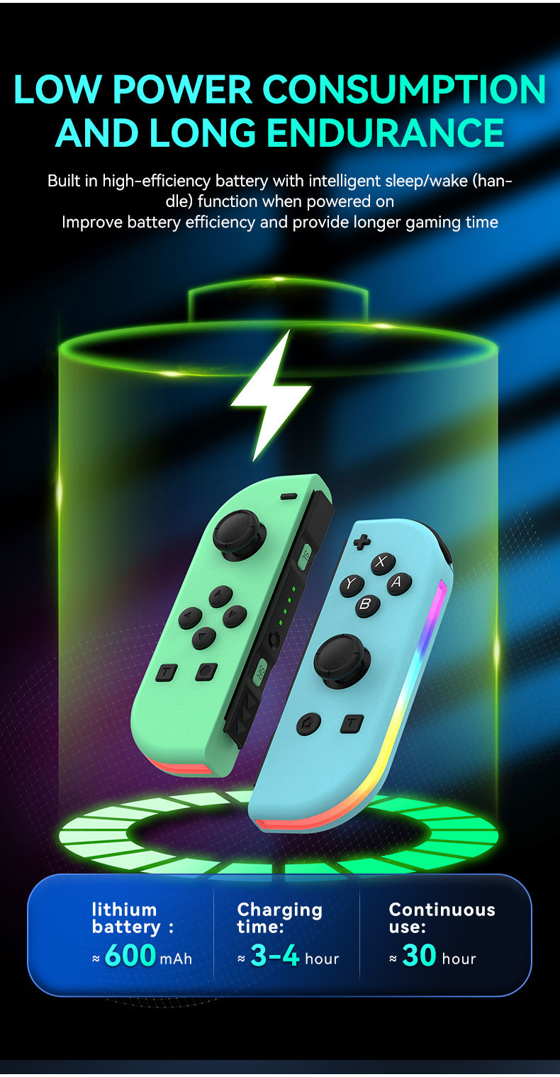 Splatoon Wireless Control JoyCon Gamepad RGB LEDFor Nintendo Switch Oled Controllers สายรัด Dual ...