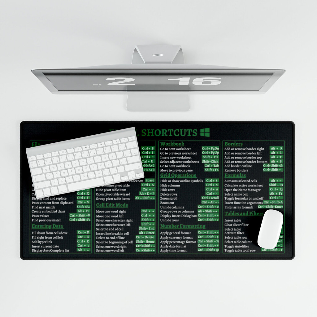 Excel Shortcuts โต ๊ ะ Mats, Excel Shortcut Mouse Pad,Excel Shortcut ...
