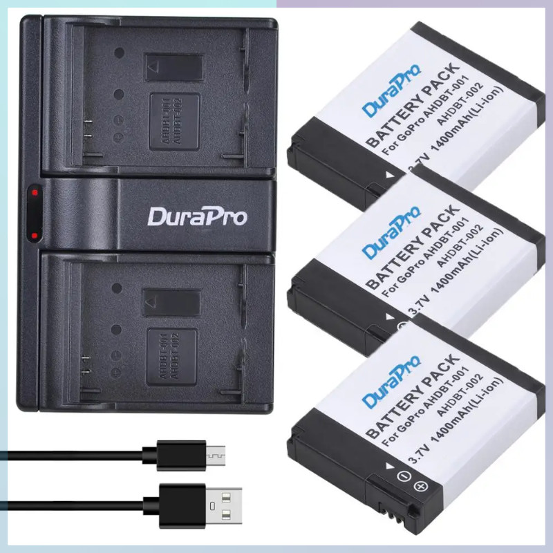 DuraPro 1400MAH AHDBT-001 AHDBT-002แบตเตอรี่กล้อง + USB Dual Charger ...