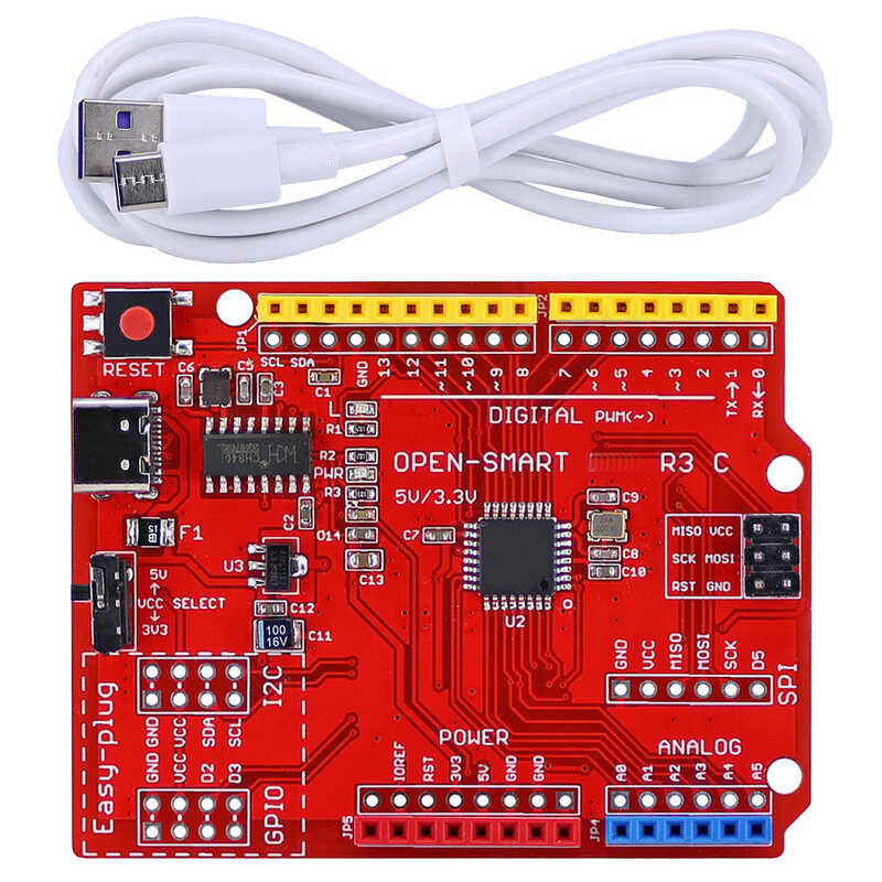 Open-Smart Type-C 5V / 3.3V Atmega328p Development DIY Board With Type C USB Cable Compatible ...