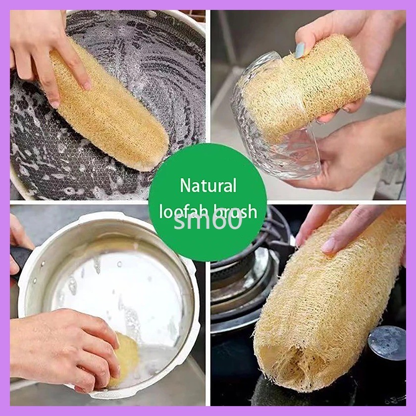 3pcs Healthy NATURAL Loofah ฟองน้ำ Scrubber สำหรับห้องครัวอาบน้ำล้าง ...