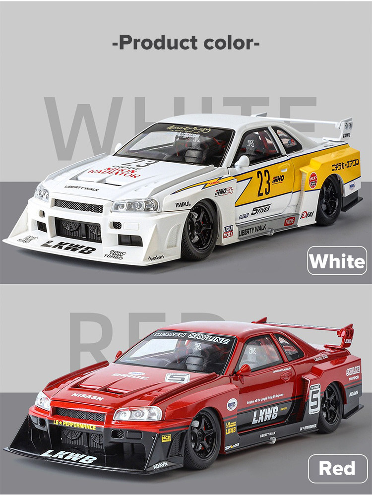Klt 1:24 JDM Nissan GTR R34 โลหะของเล่นรถDiecastรถสําหรับชายเด็กจําลอง ...