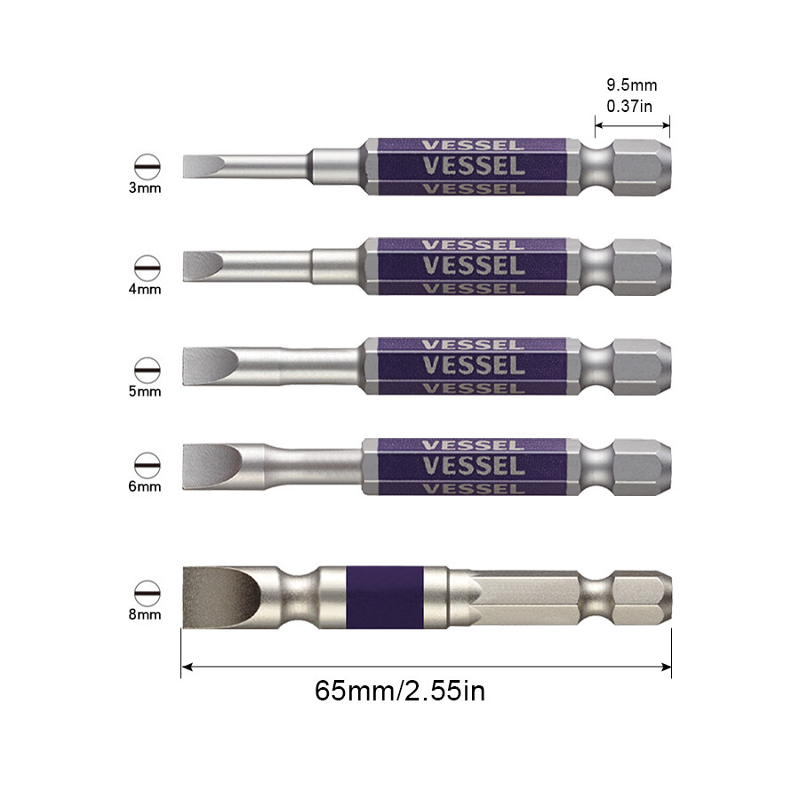 Vessel ไขควงแม่เหล็กชุด Bit สําหรับ Phillips Slotted และสกรู Hex Single ...