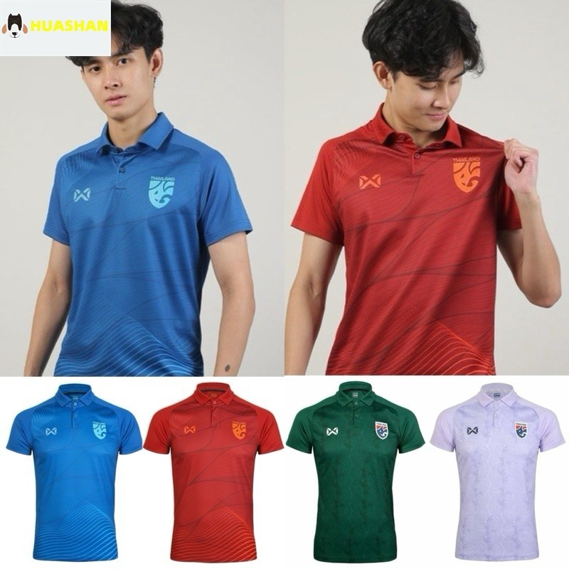 เสื้อฟุตบอลทีมชาติไทย Cheer Polo 2022/24 ของแท้จาก Warrix | Shopee Thailand