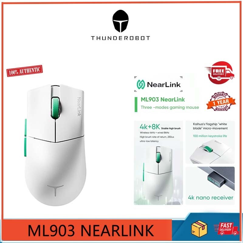 Thunderobot ML903 เมาส์เกมมิ่งไร้สาย บลูทูธ 8K ชาร์จได้ น้ําหนักเบา 4K PAW3395 | Shopee Thailand