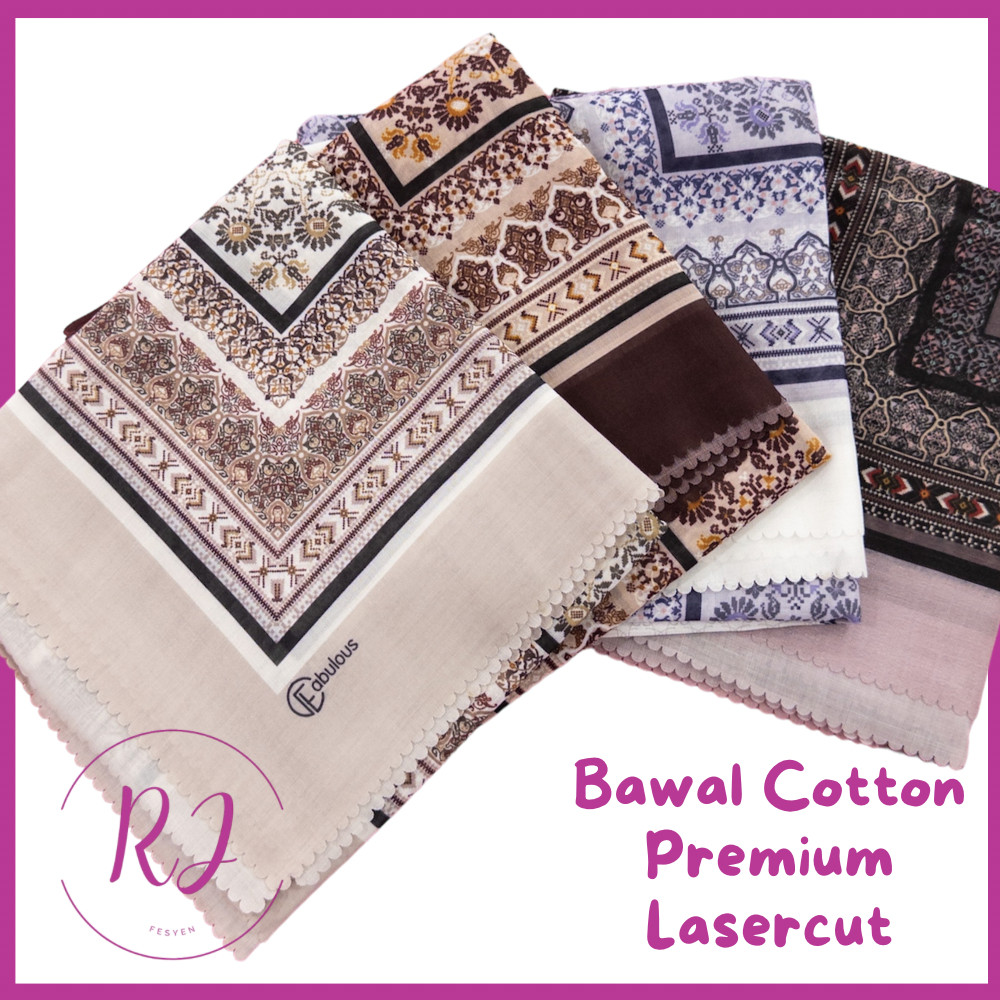 [สี Fabulous] Tudung Bawal Cotton Premium Corak Print Lasercut Bidan 45 ...