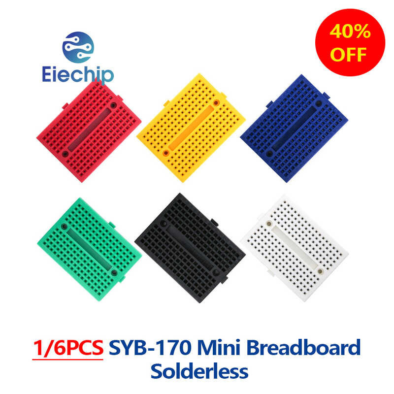1/6Pcs Syb-170 Mini Breadboard Solderless Prototype Test Board 6 Colors ...