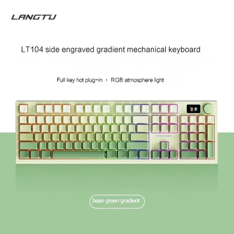 Langtu LT104 Gaming Mechanical Keyboard 104Key RGB HotSwap Gamer 2.4G ...