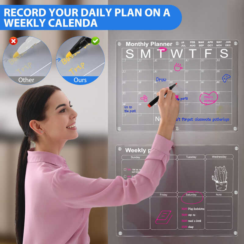 Delivery⚡Acrylic ⚡Fast Calendar Board Refrigerator Transparent Calendar ...