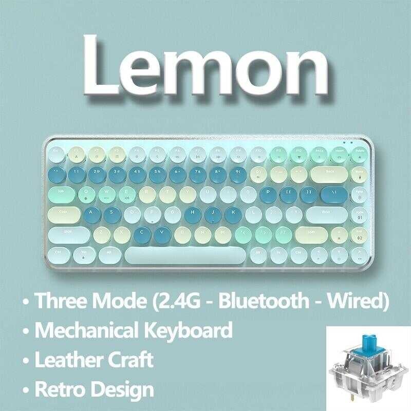 K840T AZZ Bluetooth Wireless Gaming Mechanical Keyboard 84 Keys Round ...