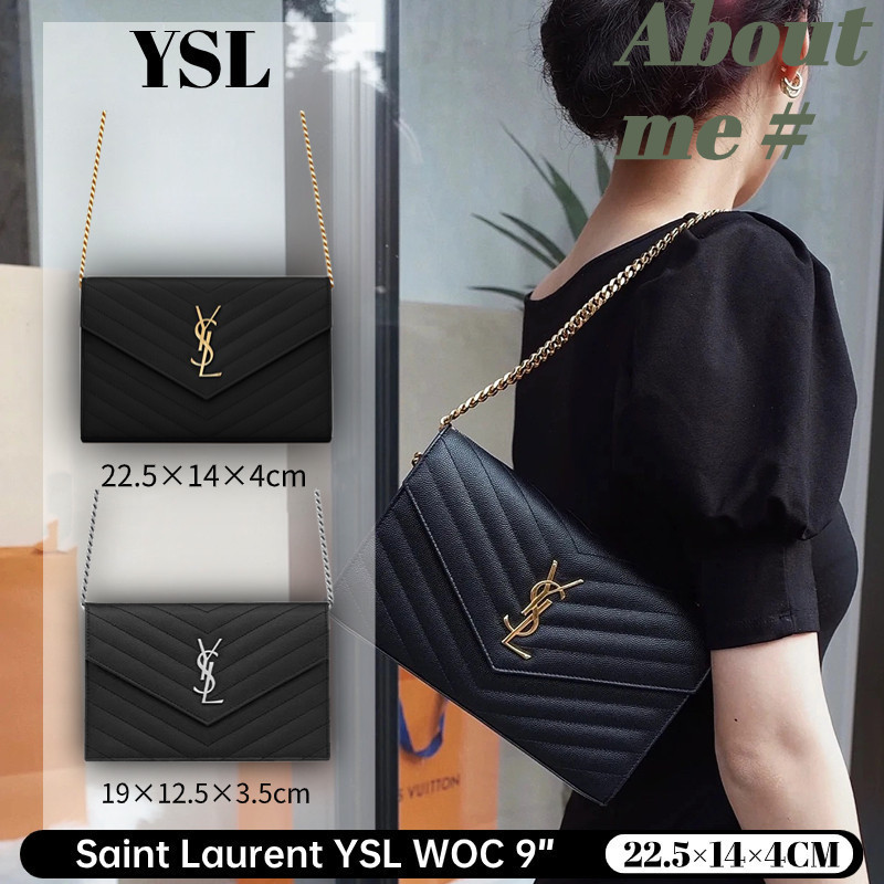 ♞Hot Sale แซงต์โลรองต์ของแท้ Saint Laurent YSL WOC 9 Messenger Bag WOC 7.5 Chain Bag Ladies ...