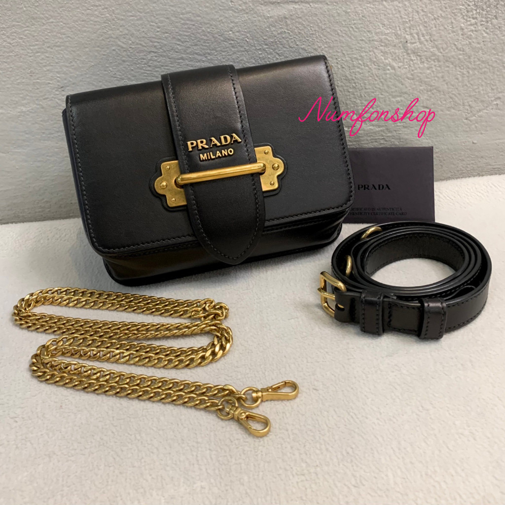 Prada City Calf Black Leather ปี2018 มือสองสภาพดี | Shopee Thailand