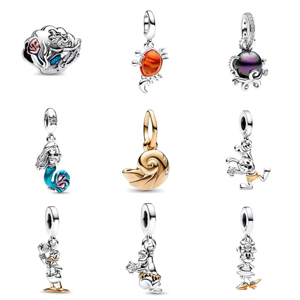 เงินชุบ Little Mermaid Enchanted Shell Dangle Charm จี้ Fit Pandora ...