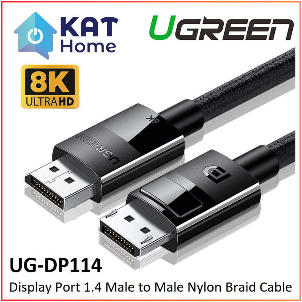 Ugreen 8K DISPLAYPORT V1.4 CABLE DP MAN TO DP MAN 8K@60HZ NYLON BRAID CABLE DP114 - 1M / 1.5M ...