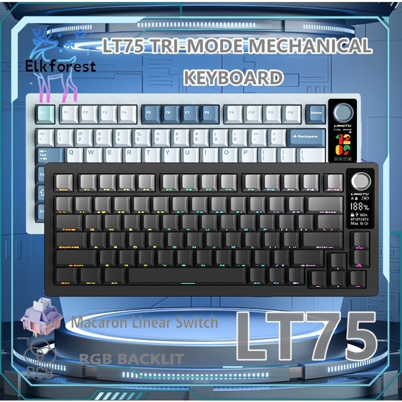 Langtu LT75 ปะเก็น 7 ชั้นเติม RGB Hotswappale Tri-Mode 75% 80 คีย์ ...
