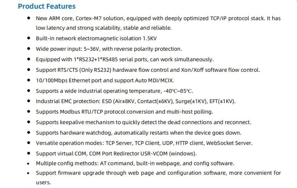 Usr-tcp232-410s RS232 / RS485 Serial Ports to Ethernet Converter Dual Ports Serial Device Server ...