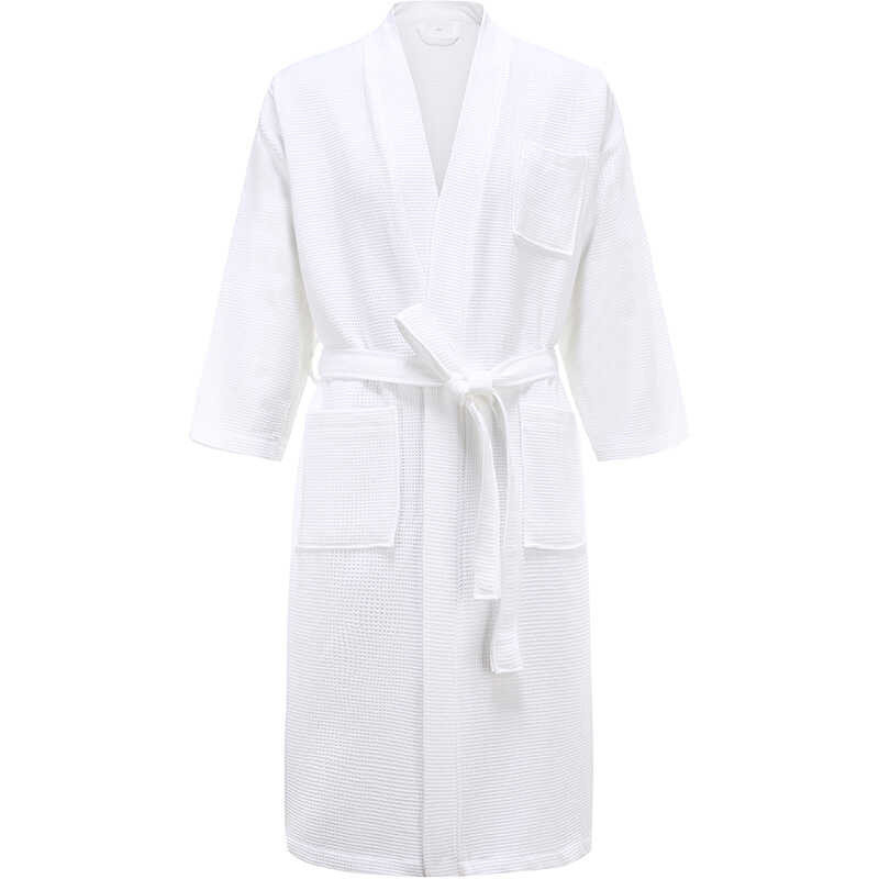 Men 100% Cotton Kimono Sweat Towel Bathrobe Summer Plus Size Waffle ...