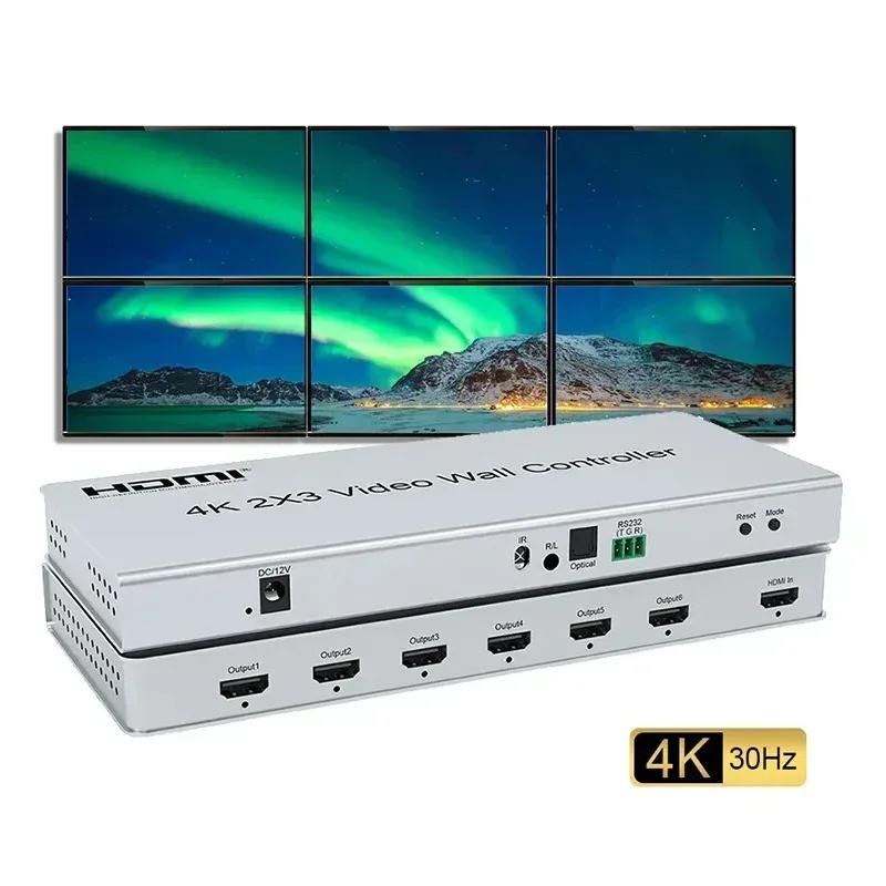 จริง 4K 2x3 HDMI Video Wall Controller 2x2 2x1 1x2 3x2 TV Wall 6 หน้าจอ ...