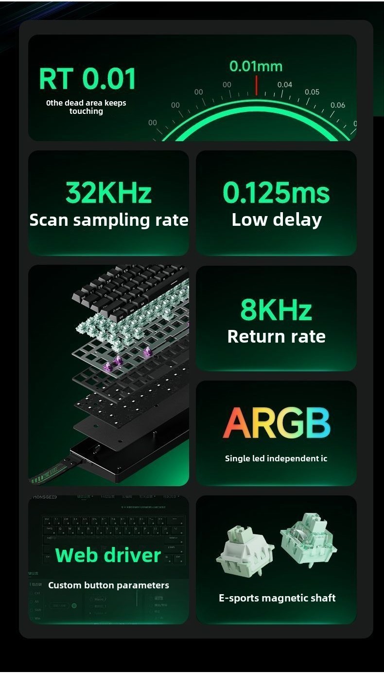 FUN60 PRO&MAX HE คีย์บอร์ดแม่เหล็ก 60% คีย์บอร์ดเกม Machanical Rapid ...