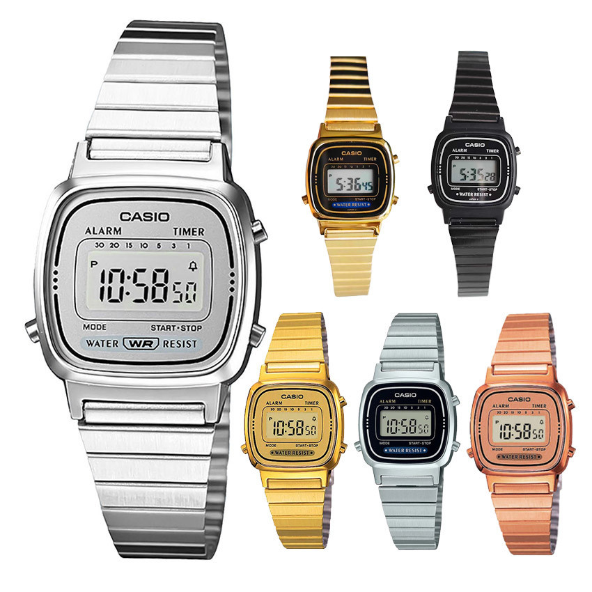 Casio Vintage ผู้หญิงนาฬิกาดิจิตอลกันน้ํา Mini Dial สแตนเลส Stap นาฬิกา ...