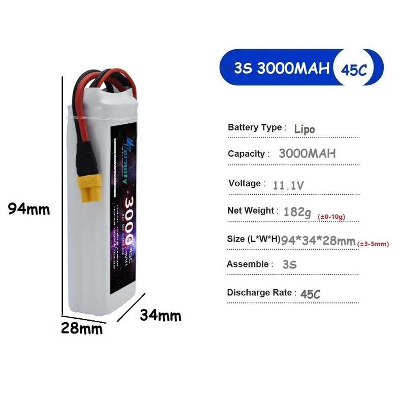Δ แบตเตอรี่ Lipo ขนาด 3S 11.1V 3000Mah 45C พร้อมปลั๊ก Xt60 DEANS T Xt30 | Shopee Thailand