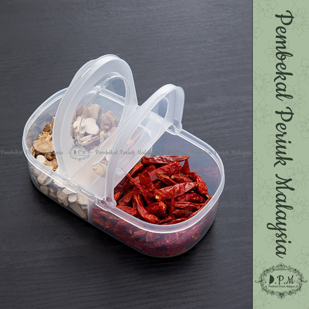 กล่องเก็บของวงรีช่องคู่ / Kotak Simpanan Bujur Dua Petak | Shopee Thailand
