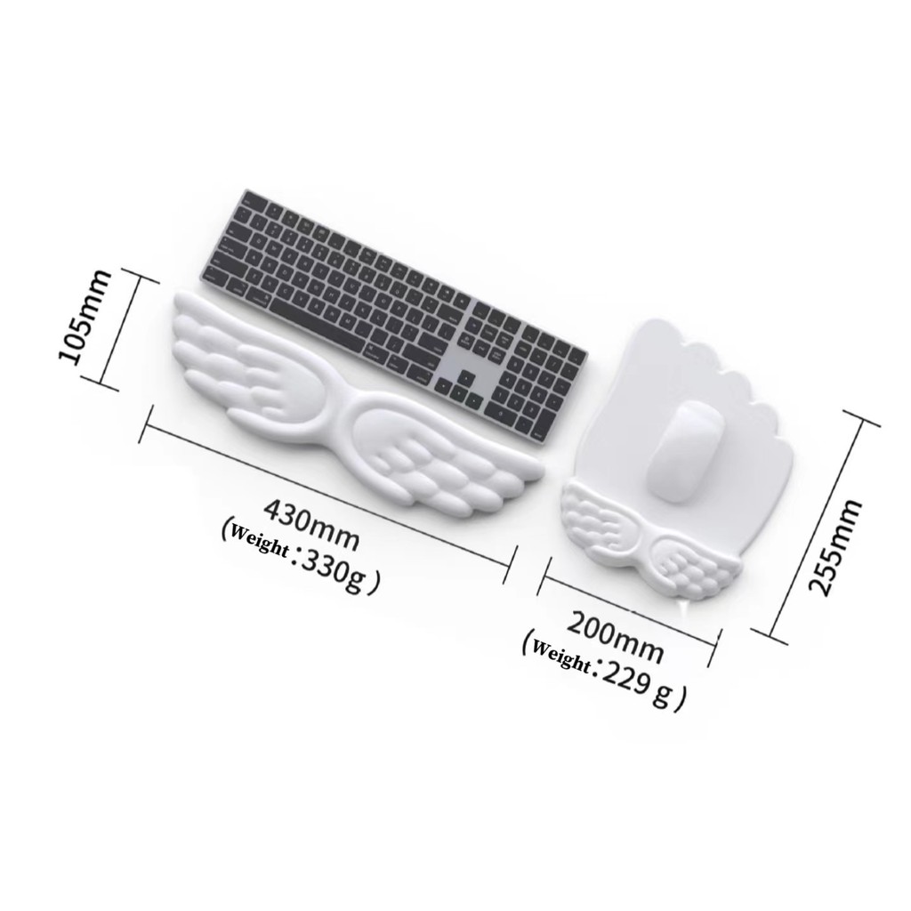 Angel Wings Leather Memory Foam Keyboard Wrist Rest Mouse Pad Set ...